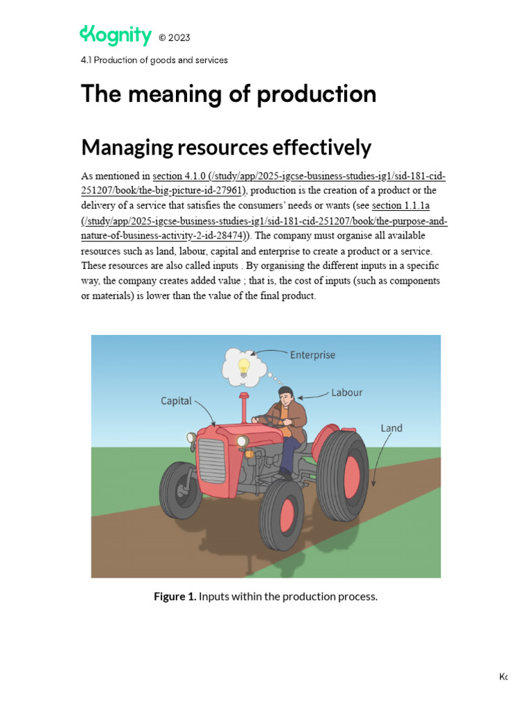 Production of Goods and Services - The Meaning of Production | PDF ...