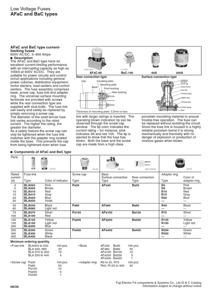 Catalogue Afac-3 Fuse | Download Free PDF | Fuse (Electrical) | Electrical Engineering