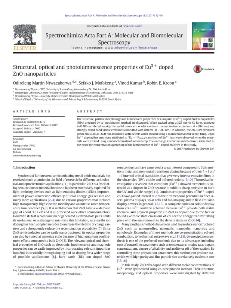 Structural Optical Photoluminescence | PDF | Zinc Oxide | Semiconductors