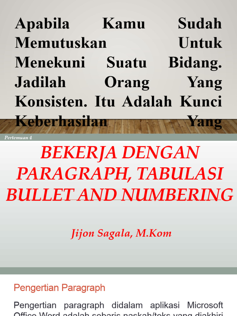 Bekerja Dengan Paragraph, Tabulasi, Bullet Dan Numbering | PDF