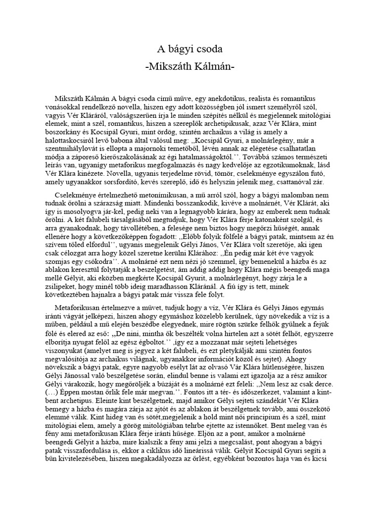 A Bágyi Csoda | PDF