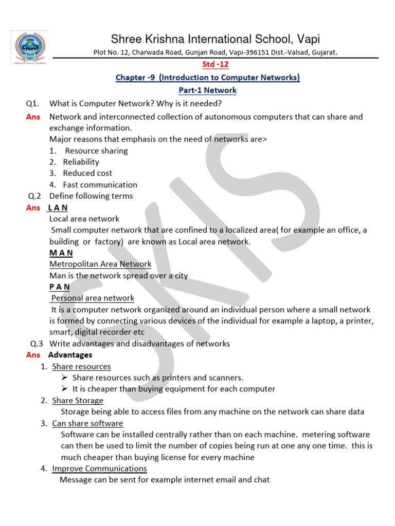 Ch-9 Part-1 Networks | PDF | Computer Network | Wide Area Network