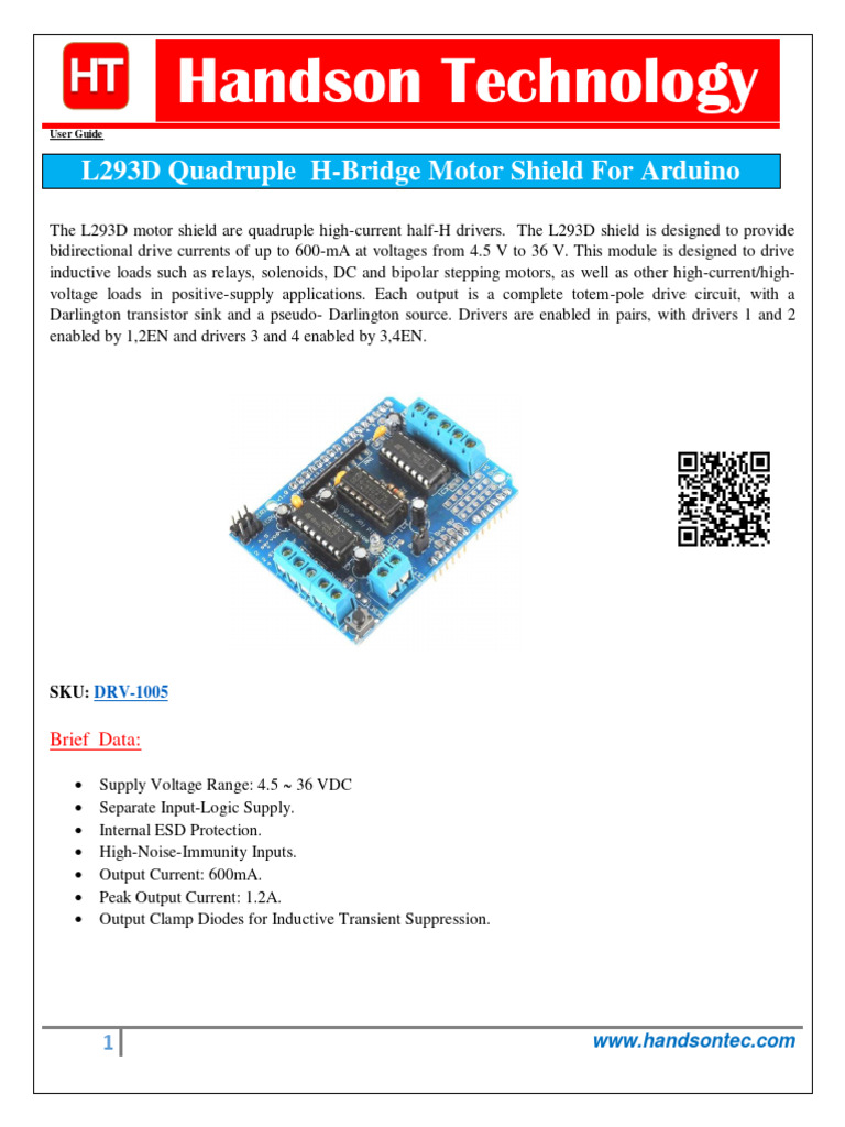 L293D Motor Shield | PDF | Electrical Components | Electrical Engineering