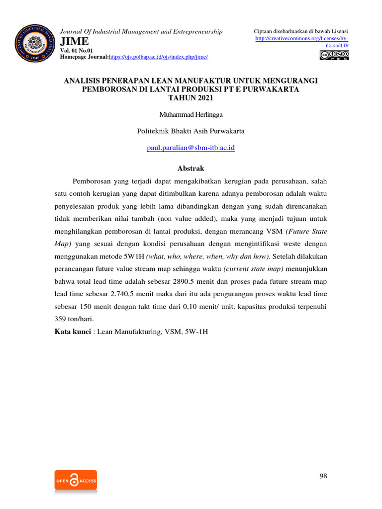 Lean Manufaktur: Kurangi Pemborosan PT E | PDF
