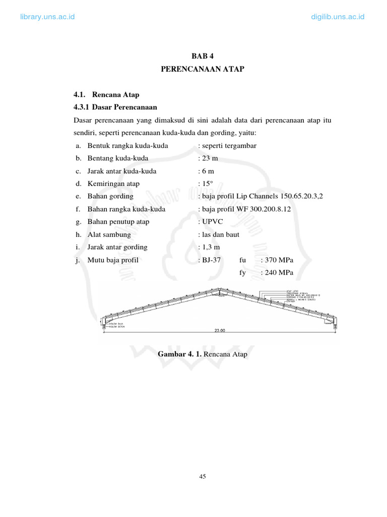 Jarak Antar Gording pada Perencanaan Atap | PDF