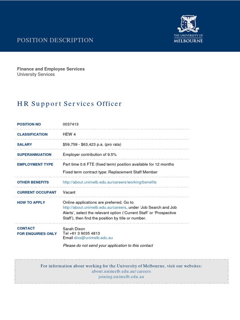 HR Support Services Officer | PDF | Recruitment | Employment