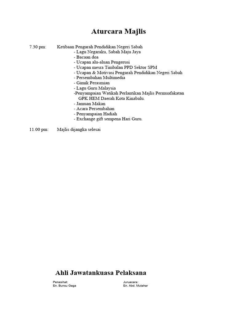 Aturcara Majlis | PDF