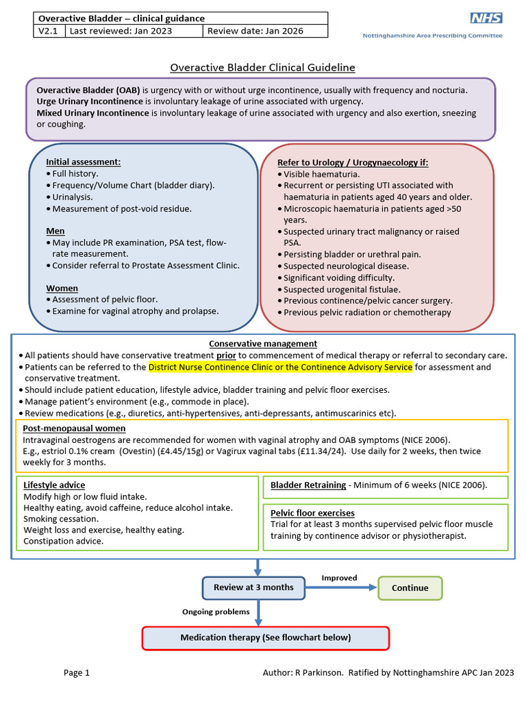 Oab Guidelines | PDF | Urinary Incontinence | Urology