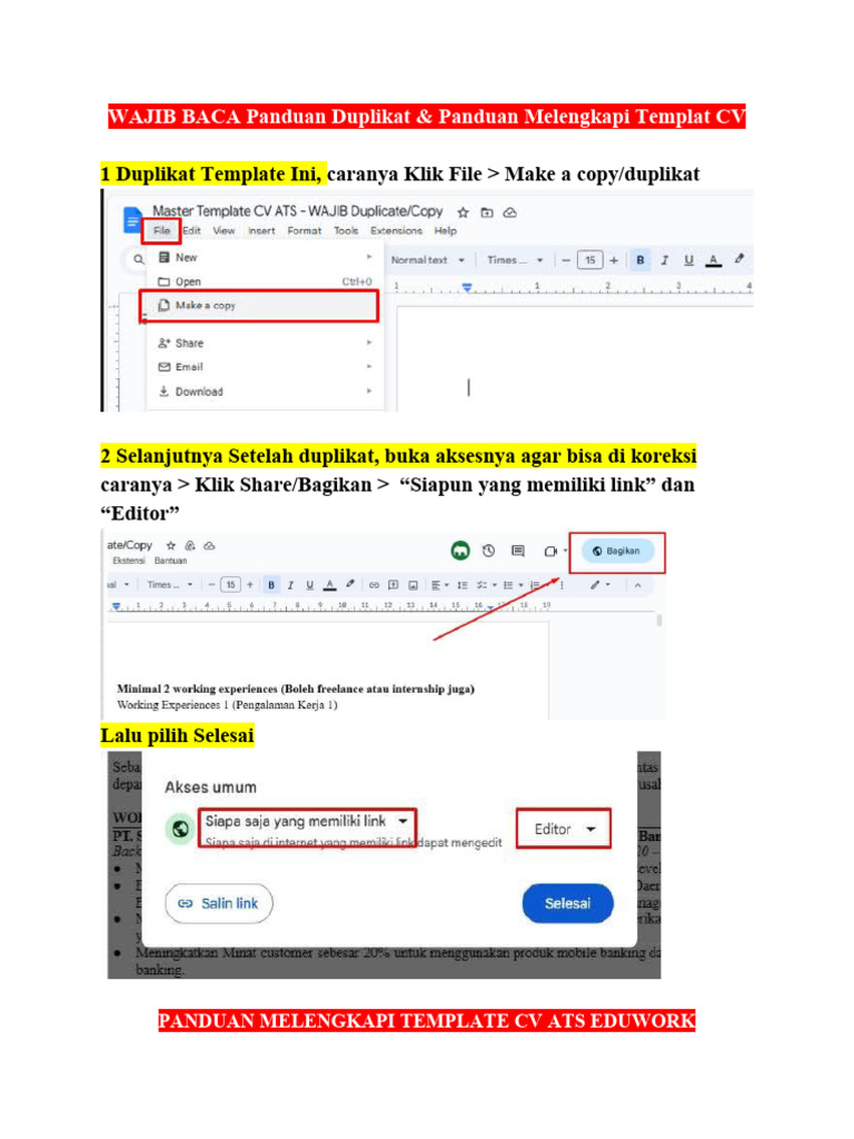 Master Template CV ATS - WAJIB Duplicate | PDF