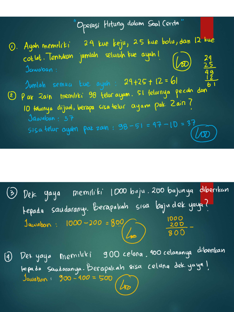 Soal Cerita Operasi Hitung | PDF