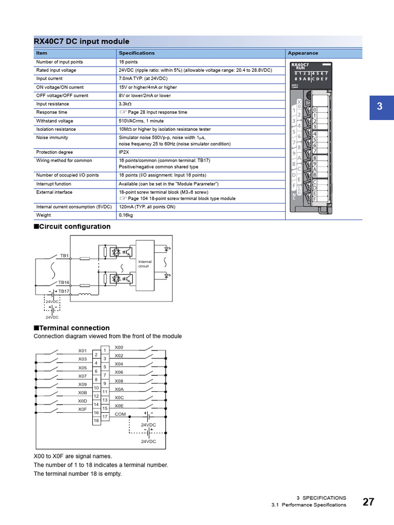 RX40C7 DC Input Module Specs | PDF | Electrical Circuits | Electronic ...