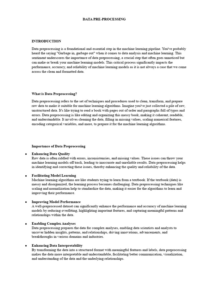 Data Preprocessing | PDF | Outlier | Machine Learning Data Preprocessing | PDF | Outlier | Machine Learning