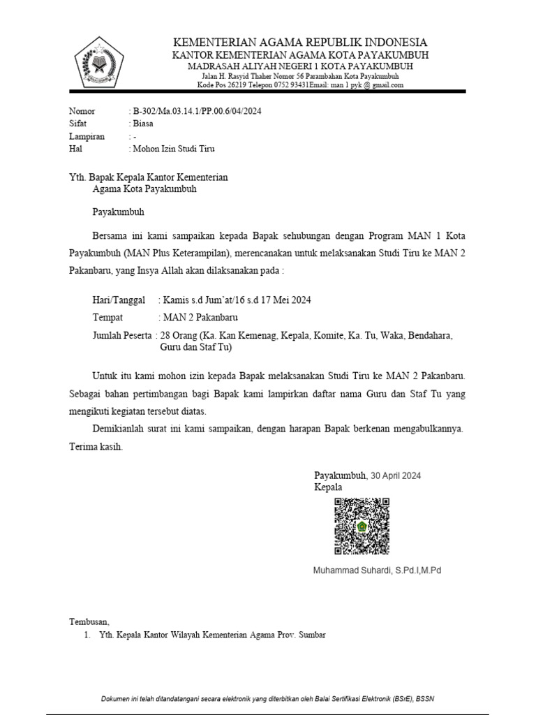 SURAT IZIN STUDI TIRU | PDF
