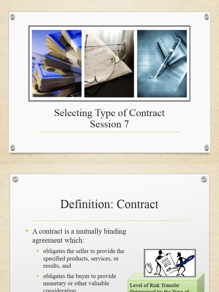Module 7 - Contract Type Presentation | PDF | Prices | Pricing