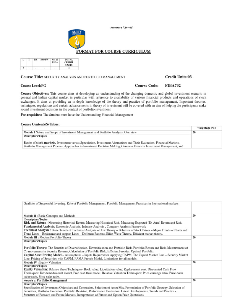 Security Analysis & Portfolio Management | PDF | Financial Risk ...