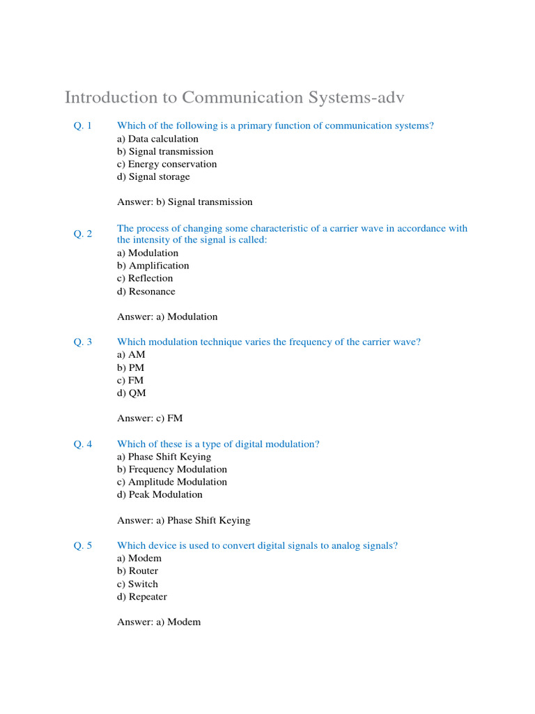 Introduction To Communication Systems-Adv | PDF | Modulation ...