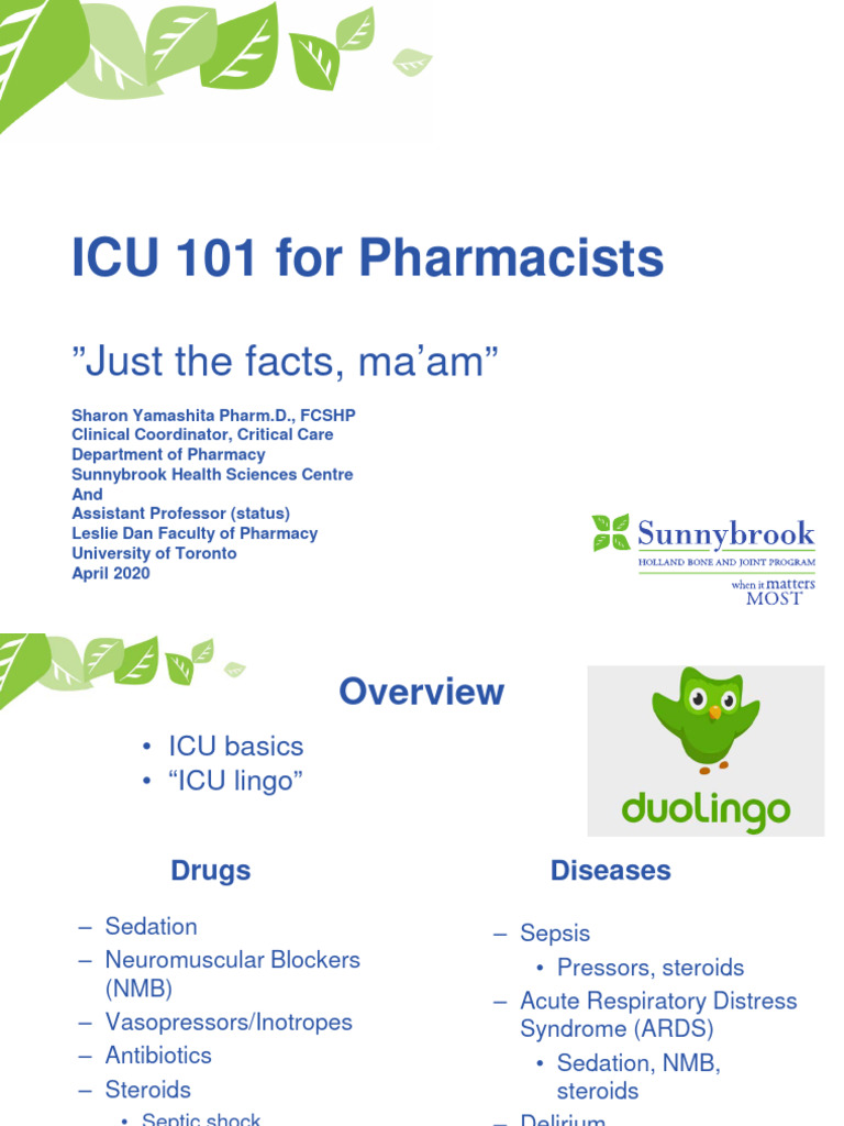 ICU 101 For Pharmacists Part 1 | PDF | Sepsis | Intensive Care Unit