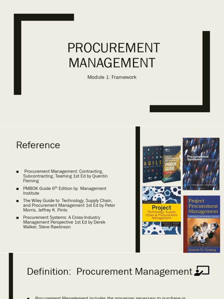 Module 1 - Procurement Framework | PDF | Procurement | Project Management