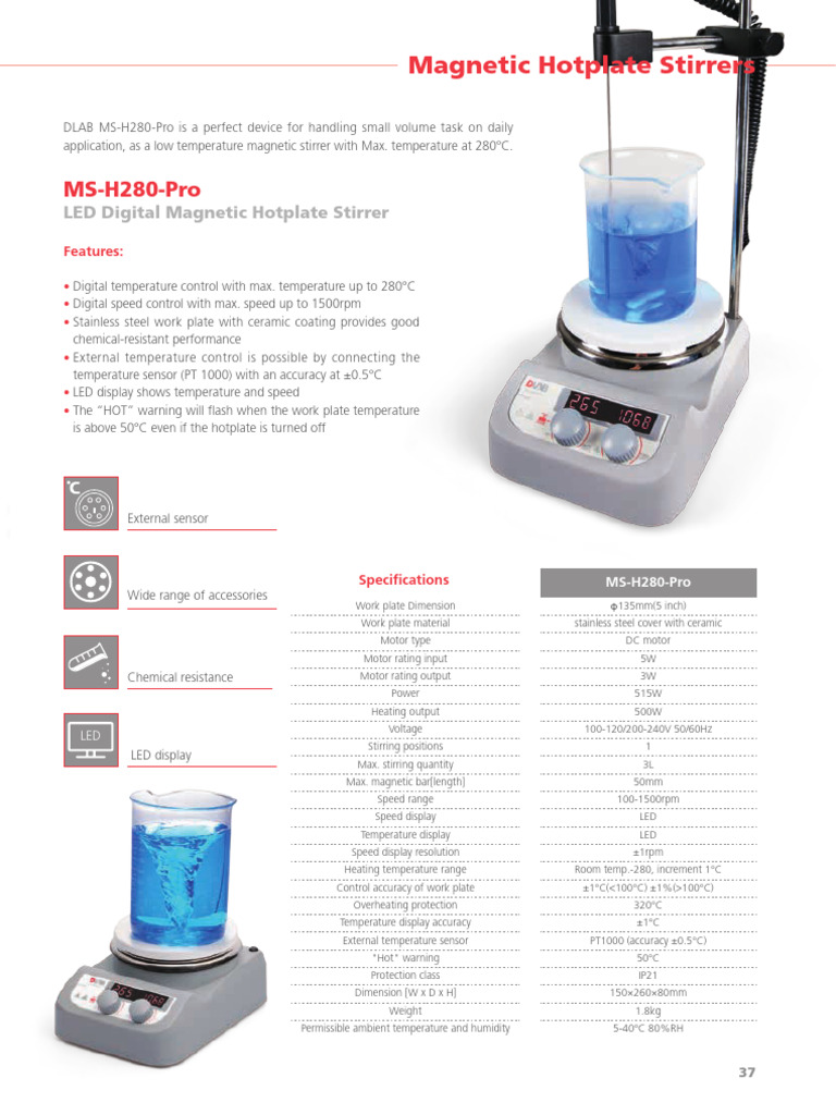 Labtech International Stirrers Hotplate MS H280 Pro | PDF | Electric ...