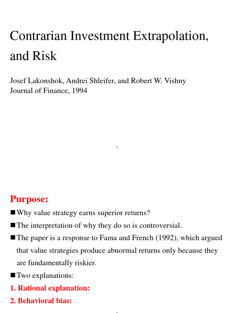 Contrarian Investment Insights by Vishny | PDF | Investing | Value ...