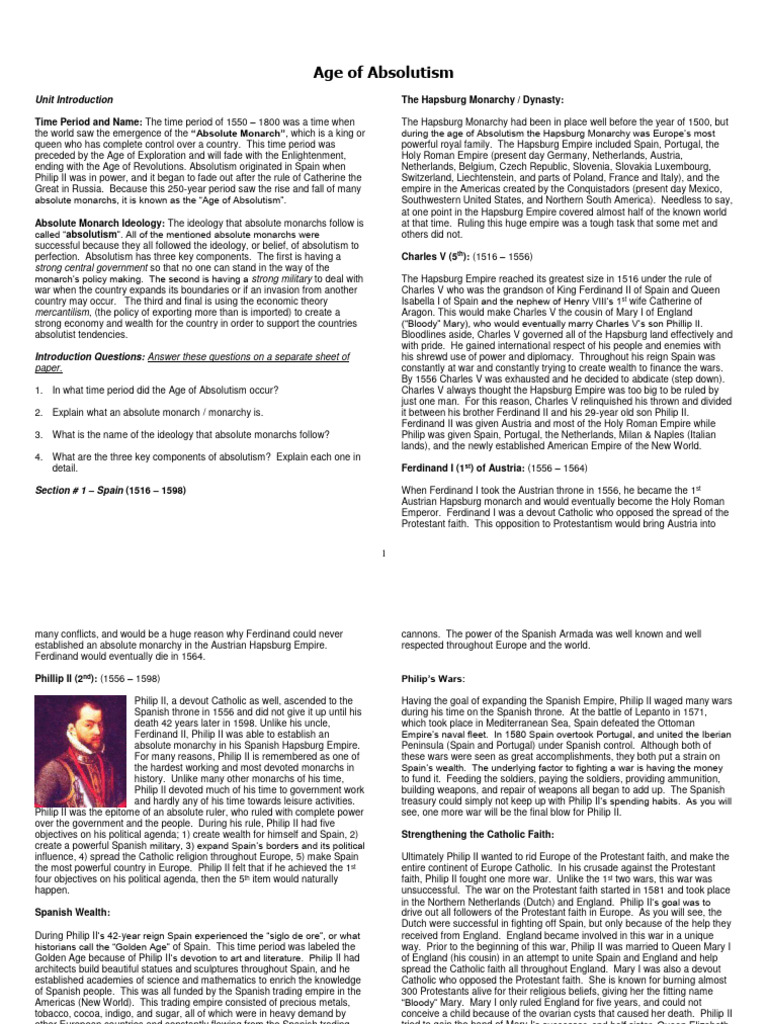 Age of Absolutism | PDF | Kingdom Of Prussia | Habsburg Monarchy