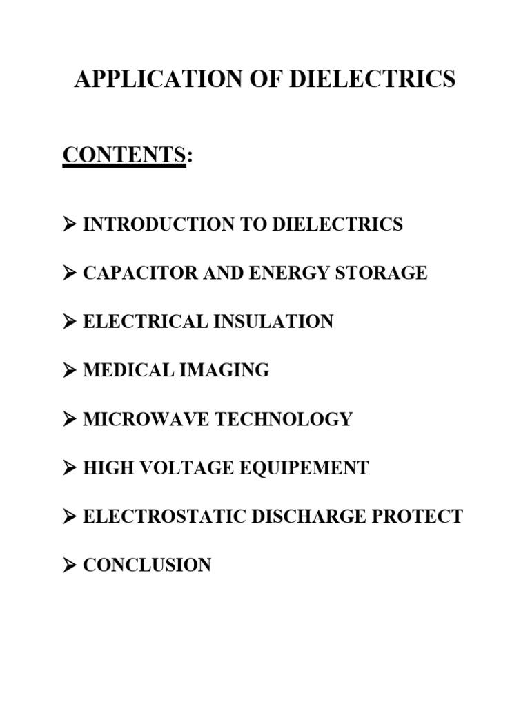 Application Of Dielectrics Pdf Capacitor Electrostatic Discharge