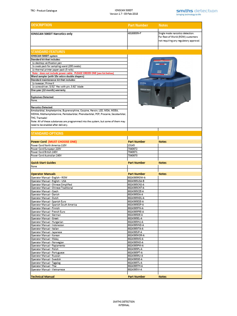 IONSCAN 500DT Narc ROW | PDF