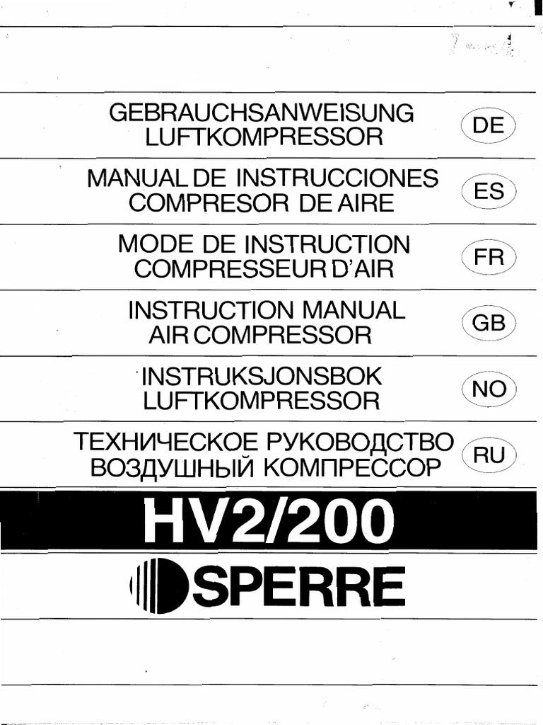 SPERRE Main Air Compressor HV2-200 | PDF