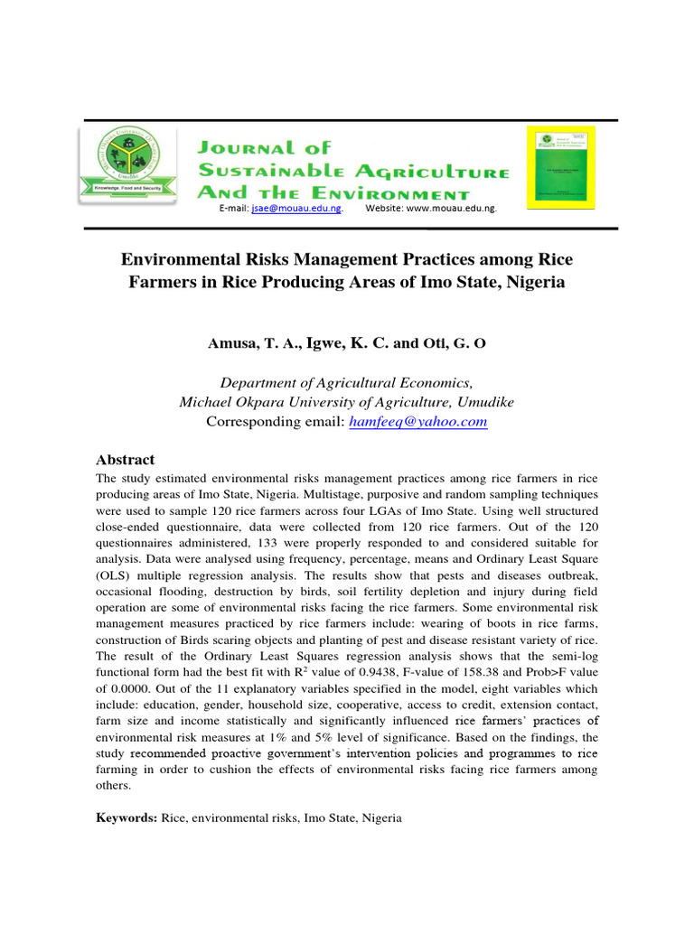 210-Article Text-381-1-10-20221107 | PDF | Agriculture | Risk