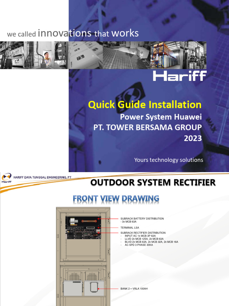 Quick Guide Instalasi System Rectifier Huawei - TBG - 2023 | PDF | Rectifier | Alternating Current