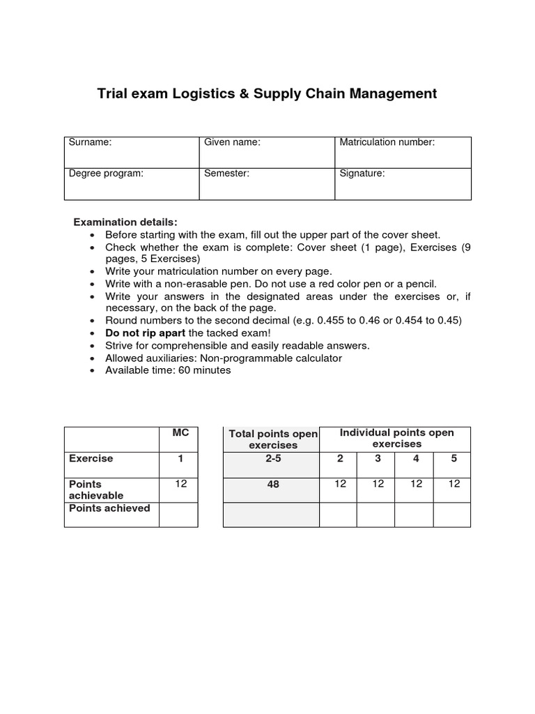 Logistic 6thweek Mock | PDF | Mathematical Optimization | Logistics