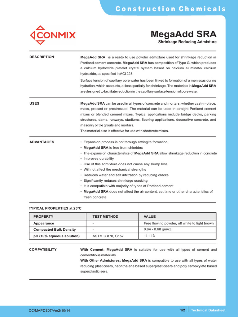 PDS22 - MegaAdd SRA - CCMAPDS07Ver21014 PDF | PDF | Concrete | Cement