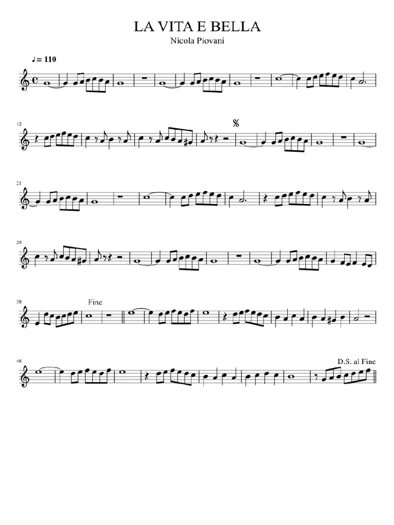 La Vita È Bella Flauto | PDF