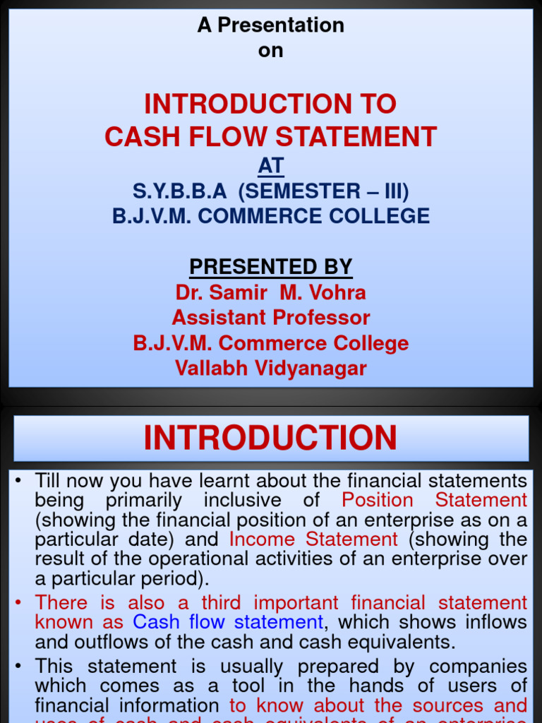 Sybba Cash Flow - Dr. S.M. Vohra | PDF | Cash Flow Statement | Cash