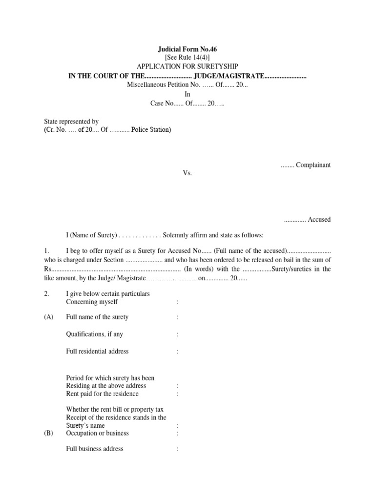Judicial Form No 46 SUREITY | PDF