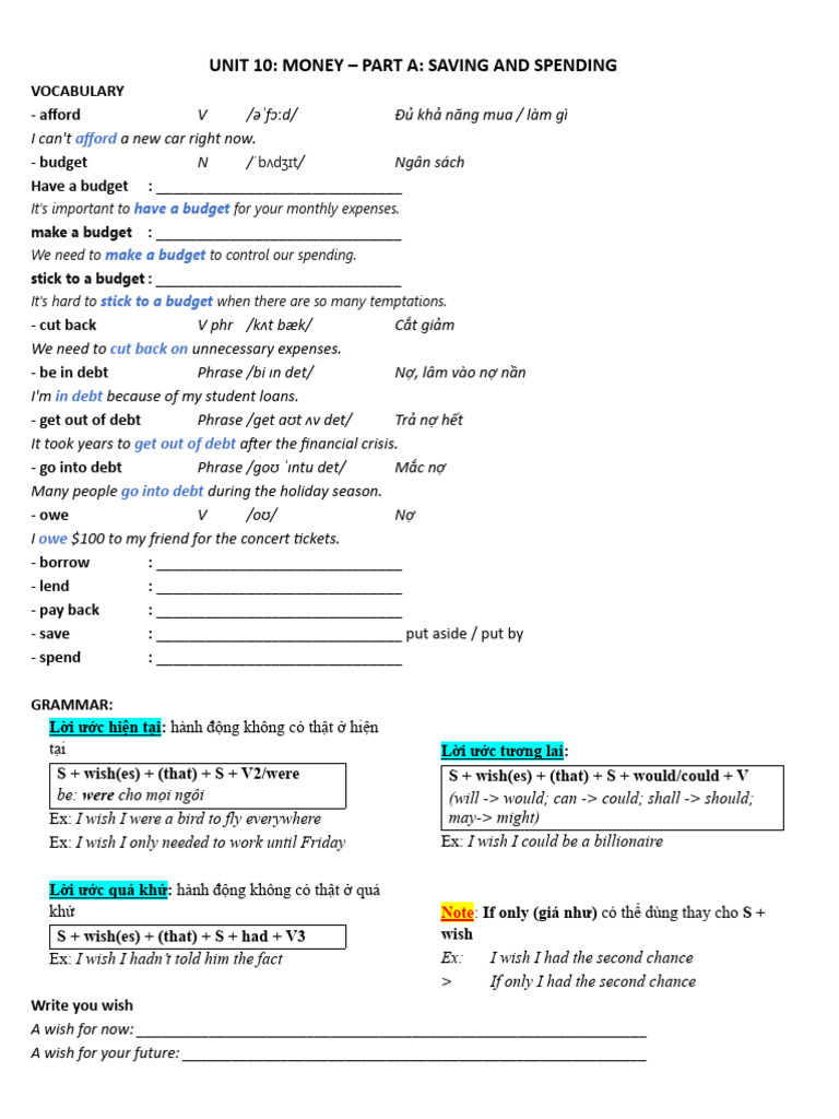 Unit 10A | PDF | Debt | Money