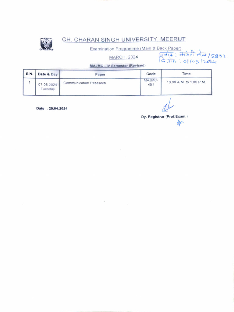 Revised Date Sheet Professional Semester 2024 - 02-05-2024 - 1714637613 | PDF