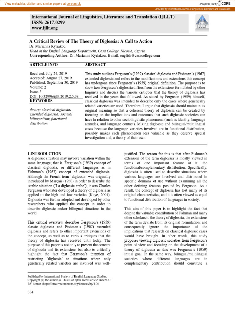 International Journal of Linguistics, Literature and Translation (IJLLT) ISSN: 2617-0299 ...