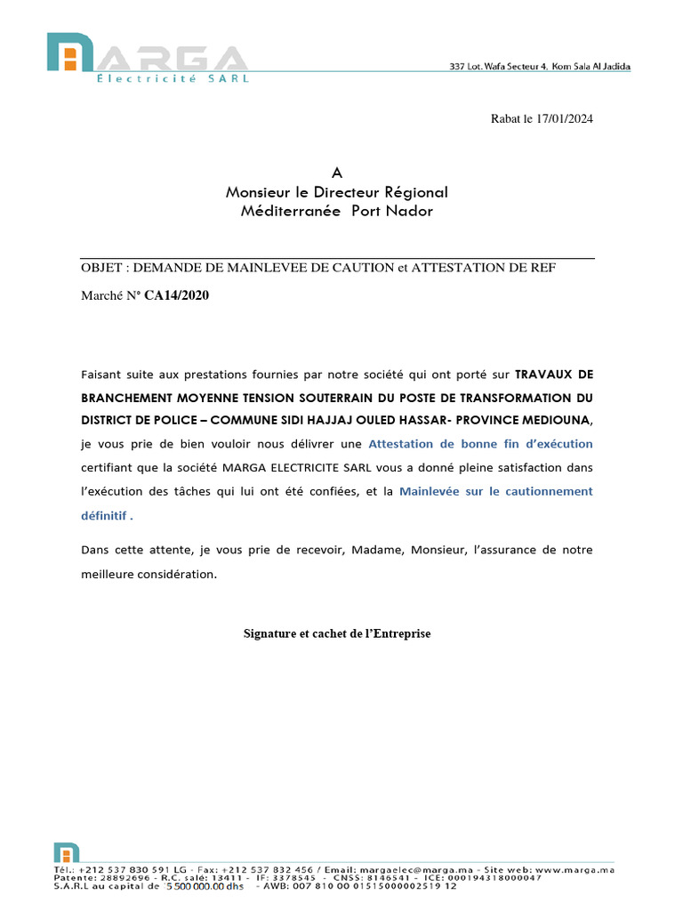 Demande Main Levee de Caution Definitive | PDF