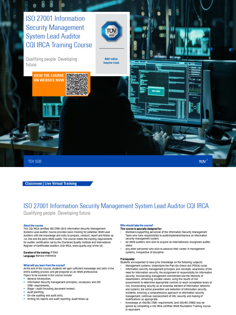 Iso 27001 Information Security Management System Lead Auditor Irca