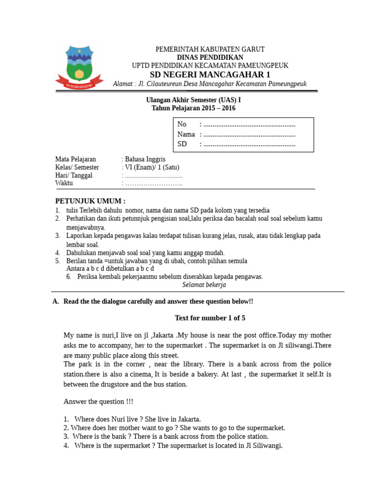 SD Negeri Mancagahar 1: Dinas Pendidikan | PDF | Earth Sciences