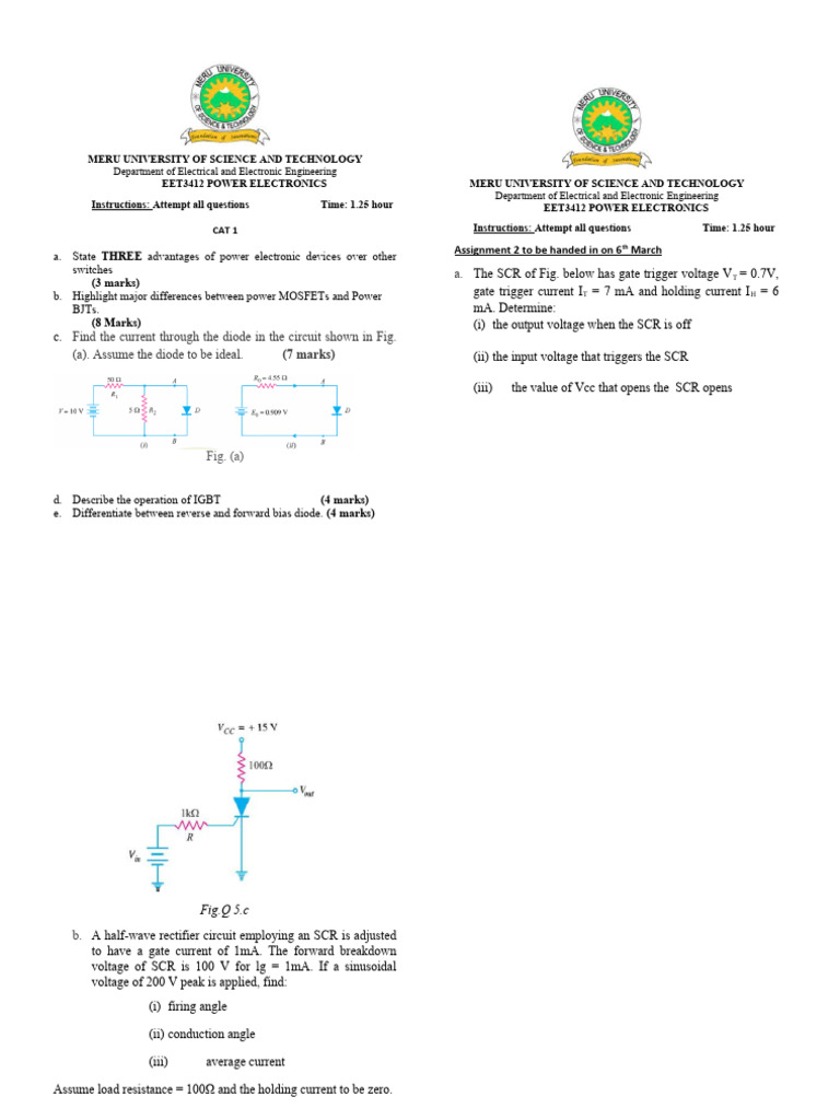 EET3412 Power Electronics CATs | PDF