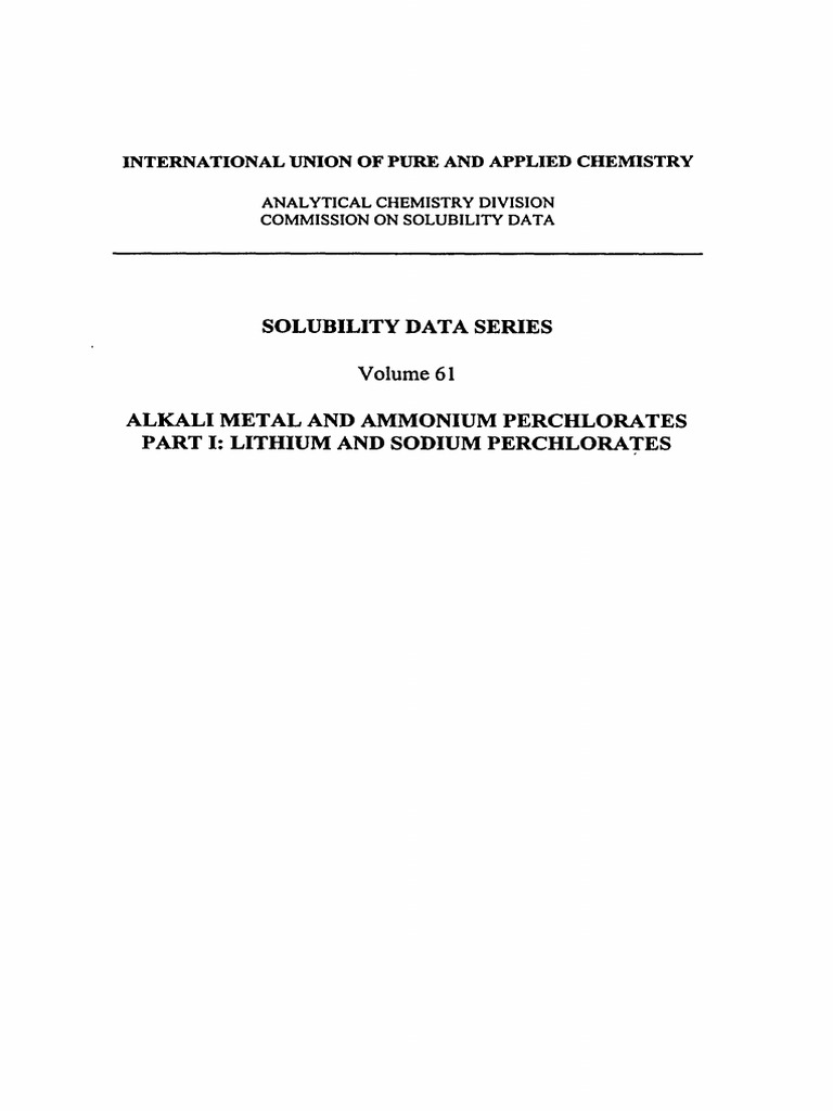Solubility of LiClO4 | PDF | Concentration | Mole (Unit)