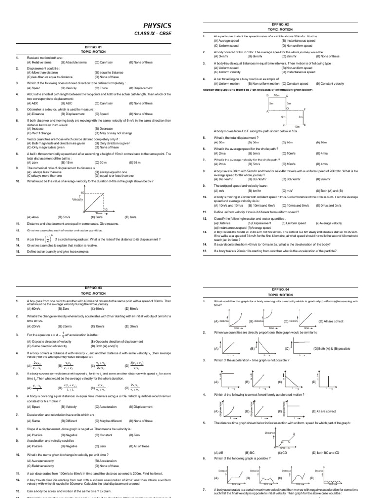 Class IX DPP FInal | PDF | Force | Acceleration