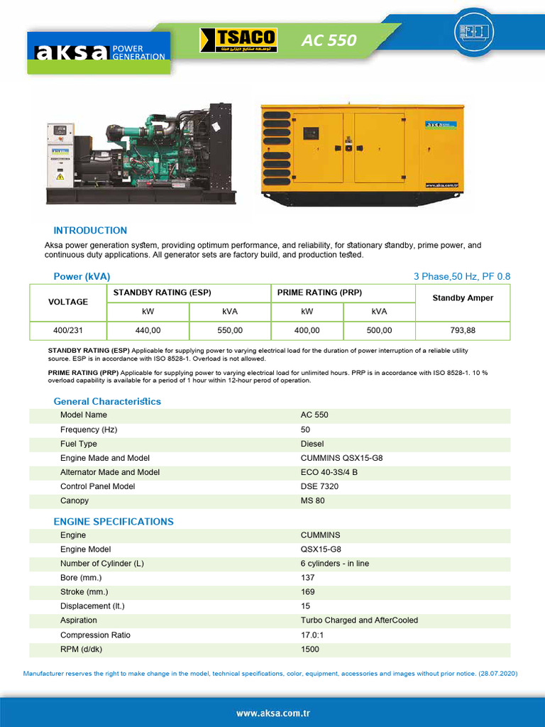 Cummins Ac 550 | PDF | Alternating Current | Electric Generator