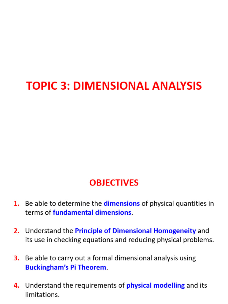 Topic 3: Dimensional Analysis | PDF | Fluid Dynamics | Reynolds Number