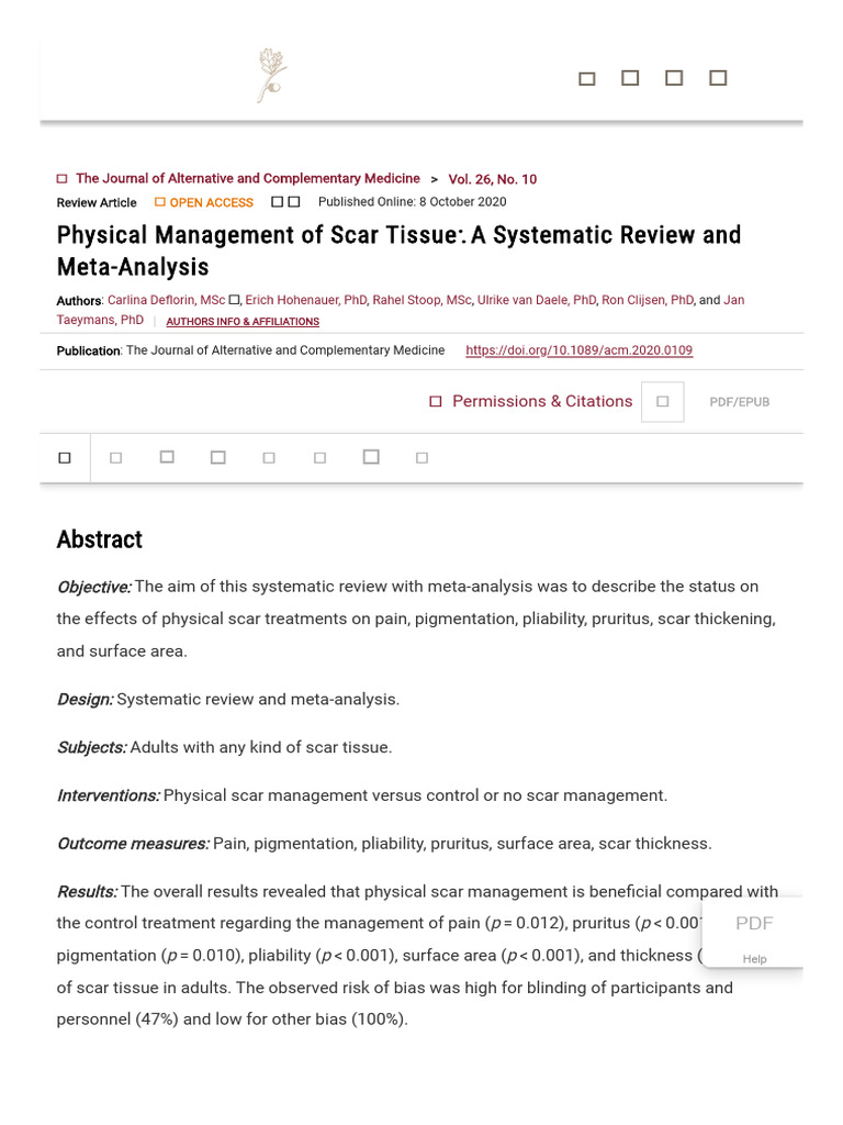 Physical Management of Scar Tissue - A Systematic Review and Meta ...
