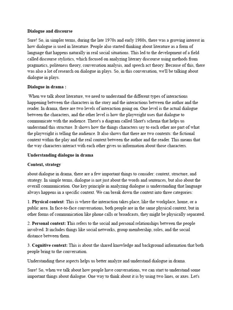 Dialogue and Discourse | PDF | Conversation | Dialogue