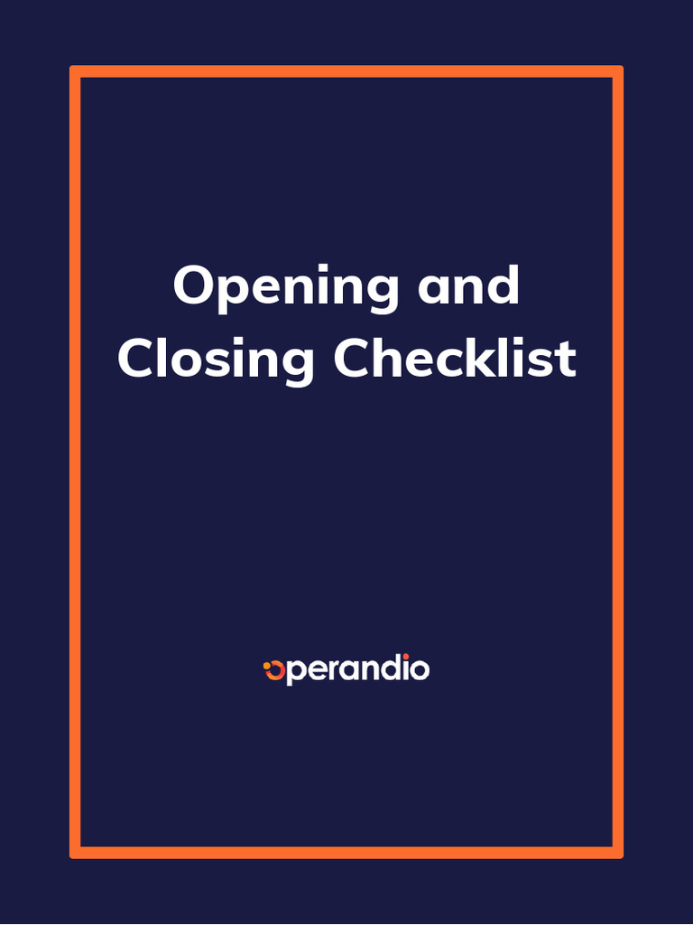Opening and Closing Checklist 1 | PDF