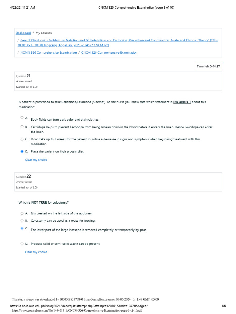 CNCM 326 Nursing Exam Questions | PDF | Coeliac Disease | Human ...
